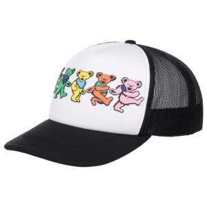 grateful dead dancing bears foam trucker adjustable snapback hat blk/wht, black/white