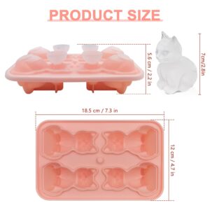 3D Cat Ice Cube Mold Silicone Large Ice Cube Tray with Lid for Cocktail Whiskey Bourbon, Fun Shapes Ice Cube Trays for Freezer, Big Ice Molds Cute Cat Gifts for Women Cat Lovers