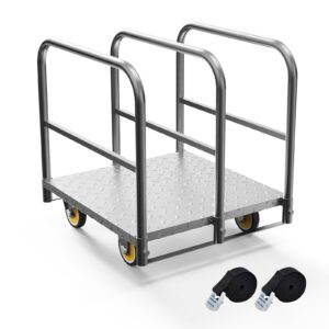 panel cart, heavy duty flatbed cart with 5in swivel caster 1500lbs weight capacity lumber drywall mattress cart transporting heavy loads with ease and efficiency 2pcs straps for platform trucks