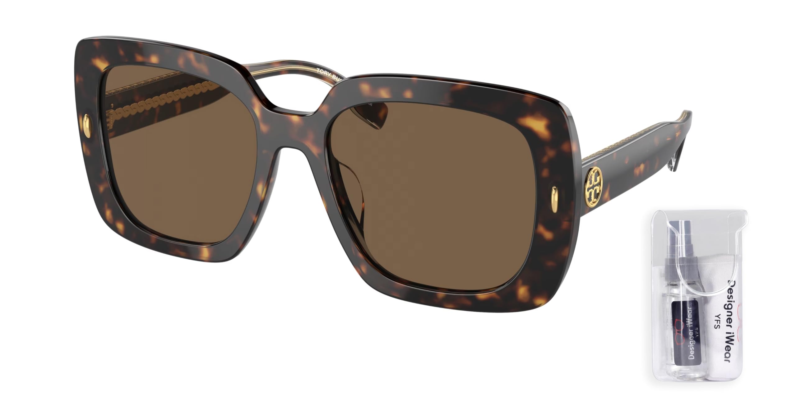 Tory Burch TY7193U 172873 56MM Dark Tortoise/Dark Brown Square Sunglasses for Women + BUNDLE With Deisgner iWear Complimentary Eyewear Kit