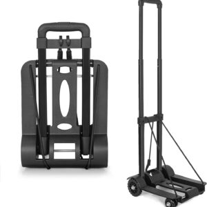 Hand Truck Dolly with 4-Wheels Folding Trolley Compact Luggage Cart for Travel, Moving and Office Use