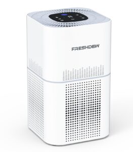 air purifier for home large room,freshdew air purifiers h13 true hepa filter up to 1430 ft², air purifier for bedroom with pm 2.5 display for pet odor, dust, smoke, wildfire (ap303)