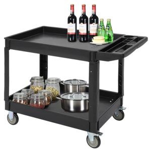 service utility cart 2-shelf utility/service cart, 500-pound capacity, storage handle, for warehouse/garage/cleaning/manufacturing，45"x25"