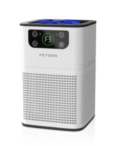 air purifier for home bedroom, fetions air cleaner with ambient light fragrance sleep mode 3-in-1 filtration system for office dorm, compact with h13 hepa filter for dander pollen odor, white,1 pack