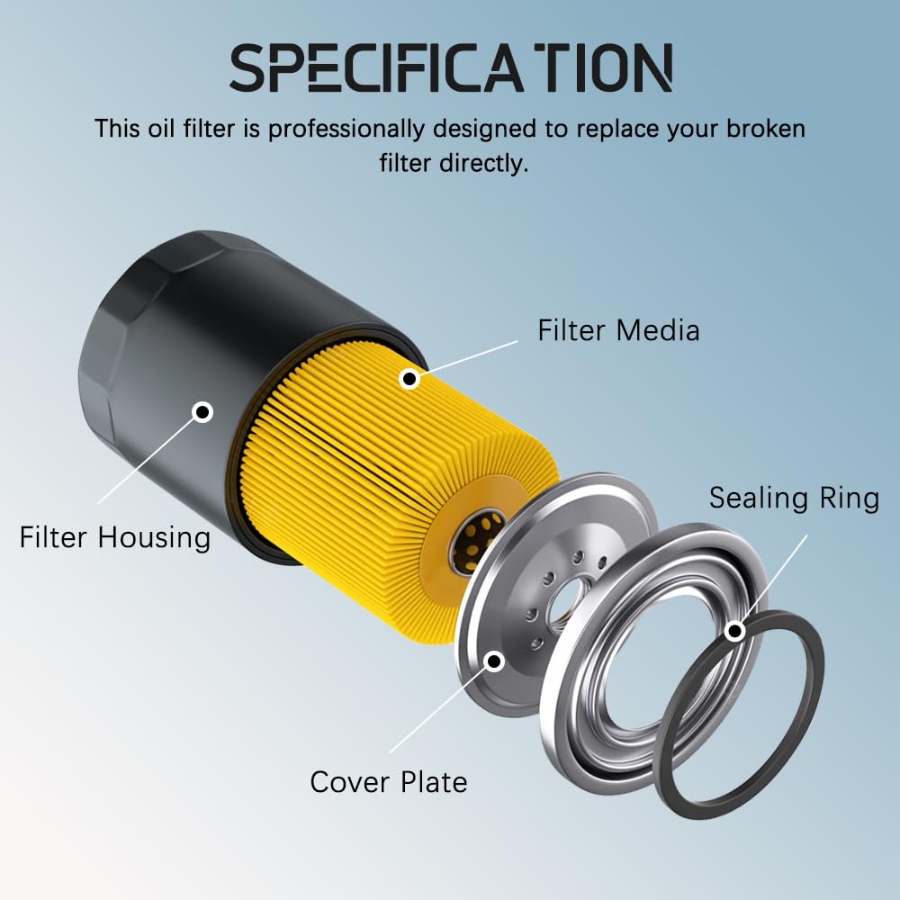 TOPSCOPE Oil Filter OE Replace AM125424 49065 7007 492932S 49065-7007 49065-0721 GY20577 LG492932S Lawn Mower Tractor Oil Filter Compatible with John Deere Kawasaki B&S Models