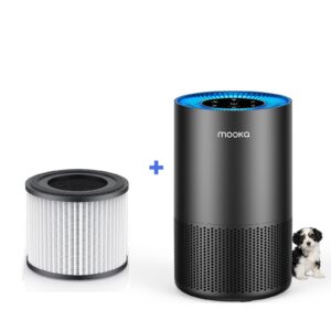 air purifier and filter combo, air purifiers for home large rooms up to 1300ft², mooka h13 true hepa air purifier for bedroom pets with fragrance sponge, timer, air filter cleaner