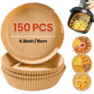 Air Fryer Liners, 150Pcs Non-Stick Waterproof Liners Disposable Air Fryer Liner Heat-Resistant Food Grade Parchment for Roasting Cooking Microwave (6.3 Inch)