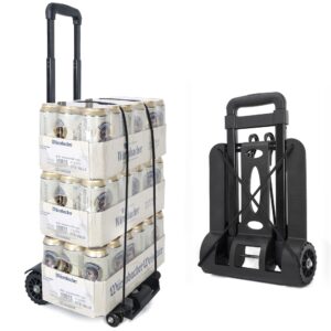 hand truck dolly with 4-wheels folding trolley compact luggage cart for travel, moving and office use