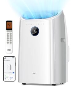 dreo portable air conditioners, 12,000 btu ac unit for bedroom with drainage-free cooling, 46db quiet, app/voice/remote, 24h timer with fan & dehumidifier, smart air conditioner for room indoors