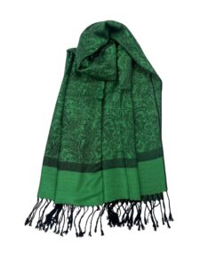 pashmina shawl wrap for women soft lightweight multi-purpose scarf for weddings, parties & casual wear (jacquard green black - pl18103)