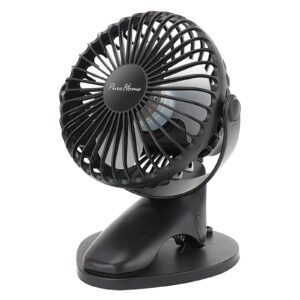 portable clip fan battery operated,3 speeds usb rechargeable mini table fan with strong airflow,360°rotation ultra quiet personal desk fan for home office bedroom dorm stroller camping(black)