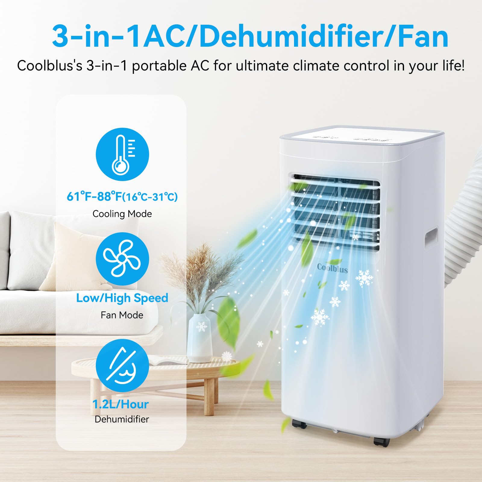 Coolblus A019K A019K-05KR Air Conditioner, 8500BTU, White