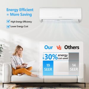 ROVSUN Dual Zone 12000 + 12000 BTU WIFI Mini Split AC/Heating System, 19 SEER2 2 Zone 18000 BTU Ductless Split Air Conditioner with Pre-Charged Condenser, Heat Pump & 25Ft Installation Kit, 208-230V