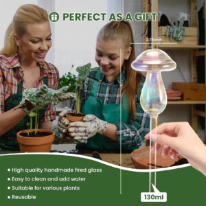 JFLLAJNF Plant Watering Globes-4pcs Self Watering Planter Insert,Plant Watering Devices,Glass Watering Bulbs for for Indoor Plants,Mushroom Watering Globes,Top-Fill Watering