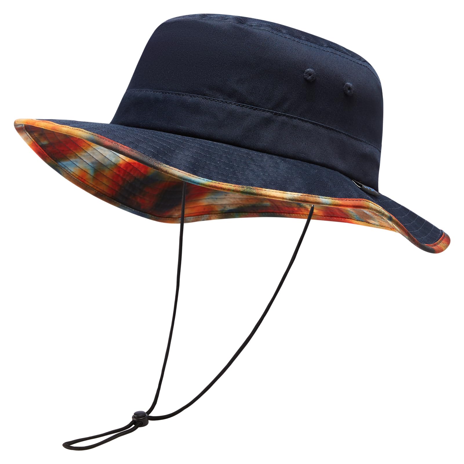 UVSAI UPF 50+ Foldable Sun Hat Patterned Under Brim Bucket Hats for Summer Hiking Fishing Beach Safari Men Women Navy