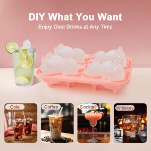 3D Cat Ice Cube Mold Silicone Large Ice Cube Tray with Lid for Cocktail Whiskey Bourbon, Fun Shapes Ice Cube Trays for Freezer, Big Ice Molds Cute Cat Gifts for Women Cat Lovers