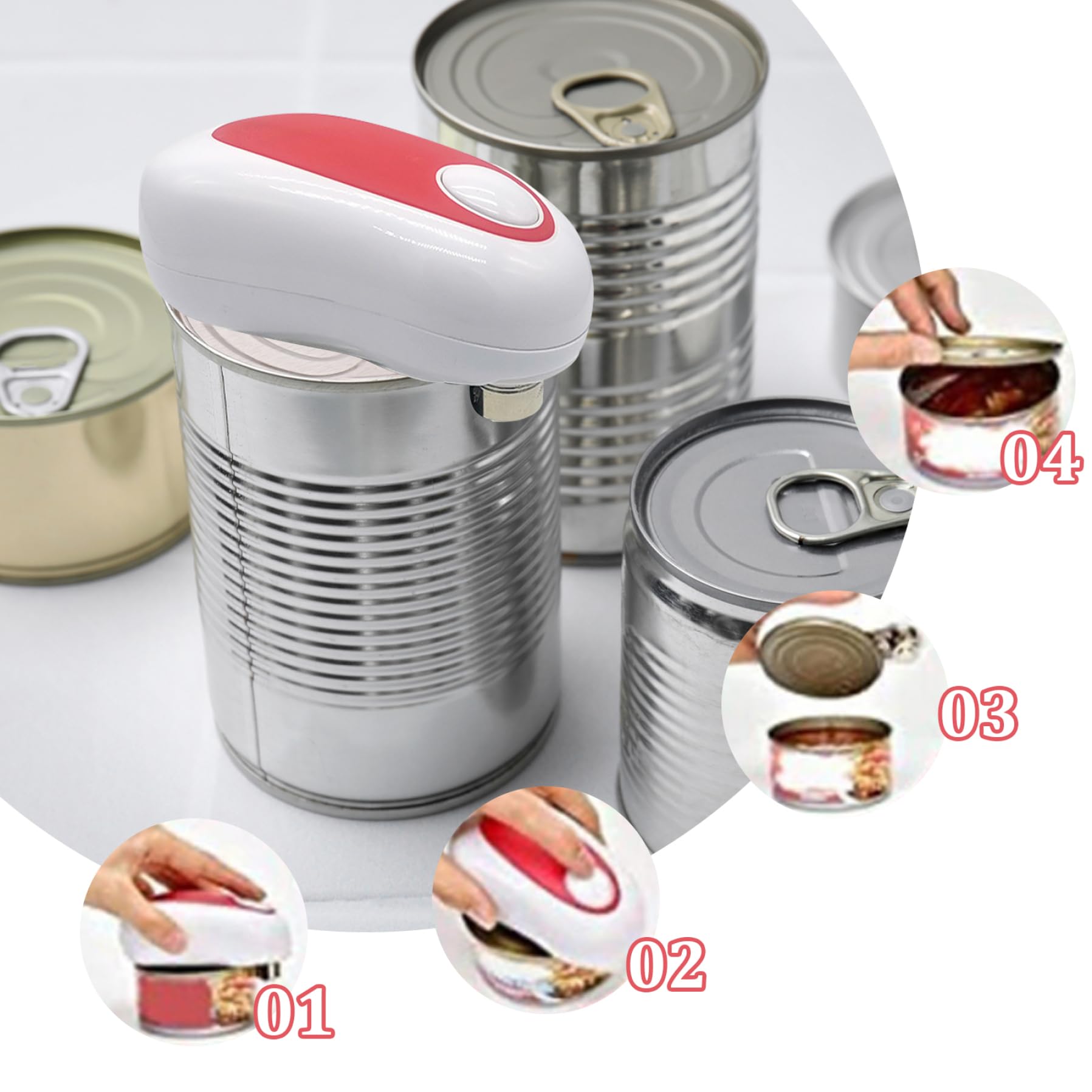 Automatic Can Opener, Electric Can Opener No Sharp Edge One-Touch Automatic Can Opener, Battery-Powered Food-Safe Cordless Soda Can Opener Kitchen Gadgets Gifts for Elders, Electric Can Opener