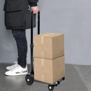 Hand Truck Dolly with 4-Wheels Folding Trolley Compact Luggage Cart for Travel, Moving and Office Use