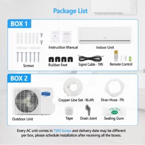 ROVSUN 12,000 BTU WIFI Enabled 23 SEER Mini Split AC/Heating System with Inverter, 230V Ductless Split System Air Conditioner w/Pre-Charged Condenser, Heat Pump & Installation Kit, Works with Alexa