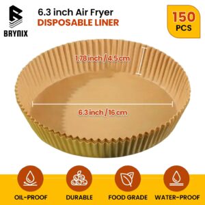 Air Fryer Liners, 150Pcs Non-Stick Waterproof Liners Disposable Air Fryer Liner Heat-Resistant Food Grade Parchment for Roasting Cooking Microwave (6.3 Inch)