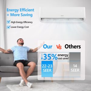 ROVSUN 12,000 BTU WIFI Enabled 23 SEER Mini Split AC/Heating System with Inverter, 230V Ductless Split System Air Conditioner w/Pre-Charged Condenser, Heat Pump & Installation Kit, Works with Alexa