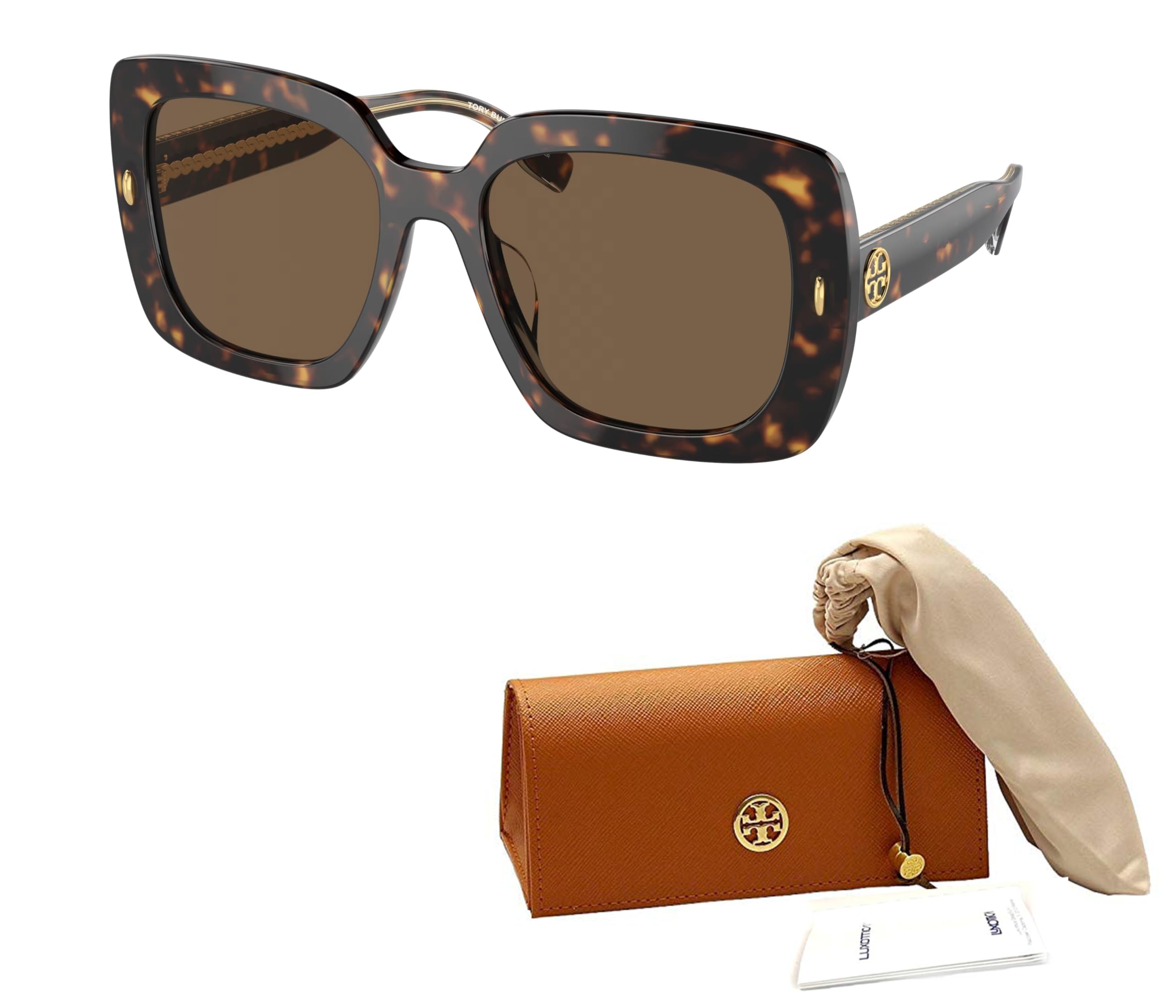 Tory Burch TY7193U 172873 56MM Dark Tortoise/Dark Brown Square Sunglasses for Women + BUNDLE With Deisgner iWear Complimentary Eyewear Kit