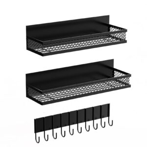 umomi magnetic spice rack for refrigerator, 3 pack magnetic shelf for refrigerator, moveable fridge magnetic spice racks with 10-hook rack for kitchen organizers and storage