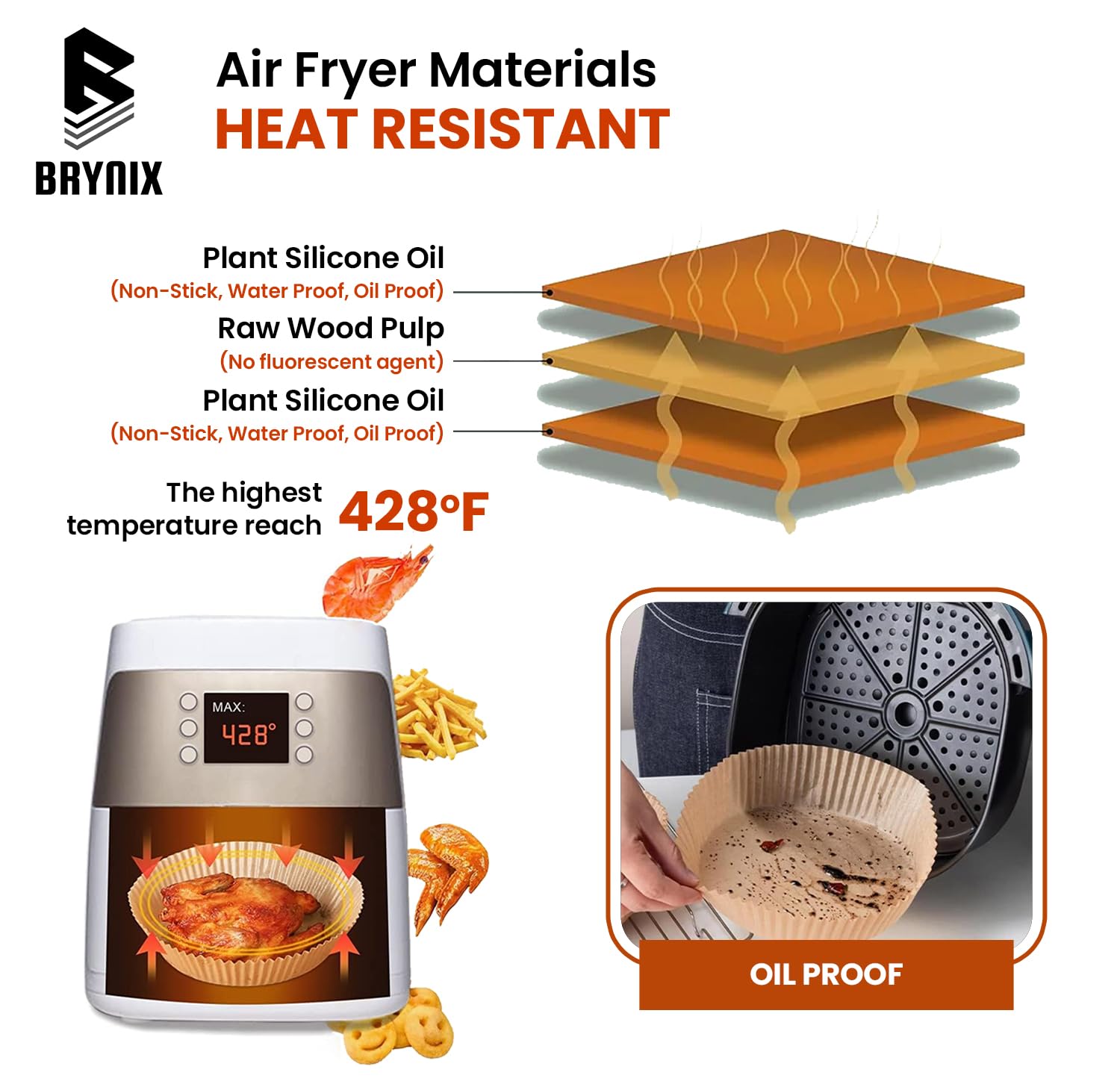 Air Fryer Liners, 150Pcs Non-Stick Waterproof Liners Disposable Air Fryer Liner Heat-Resistant Food Grade Parchment for Roasting Cooking Microwave (6.3 Inch)