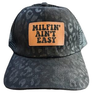 silva lining designing women's ponytail hat, women's hat, leopard print baseball cap, women's western print hat (us, alpha, one size, black ch(milfin))