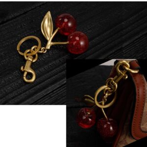 Craoopii Cherry Bag Charm, Cute Keychain with Metal Key Ring and Clip, Cherry Charm for Purse,Key,Car Remote,Bags Accessories for Women Girls