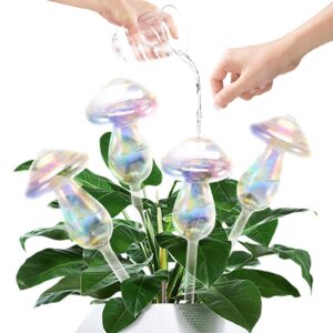 jfllajnf plant watering globes-4pcs self watering planter insert,plant watering devices,glass watering bulbs for for indoor plants,mushroom watering globes,top-fill watering