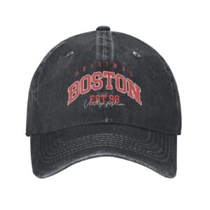 gwokloeng boston hat men women unisex baseball caps graphic cap black