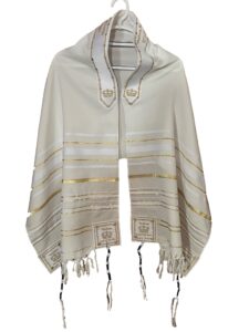 shofars from afar white gold messianic tallit talit prayer shawl 72" x 22" yeshua king of kings - designed by dr. rick & joyce kurnow