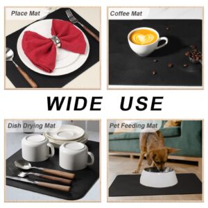 XiFEO Coffee Mat Black Large Dish Drying Mat for Kitchen Counter, Hide Stain Absorbent Coffee Bar Mat Spill Mat, Coffee Maker Station Pot Mat for Countertops, Coffee Bar Accessories Organizer Decor