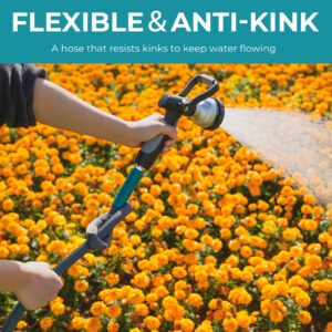 LINEX Garden Hose 50ft Flexible Water Hose, Heavy Duty, Lightweight and Kink-Free Garden Hoses with Aluminum Fittings