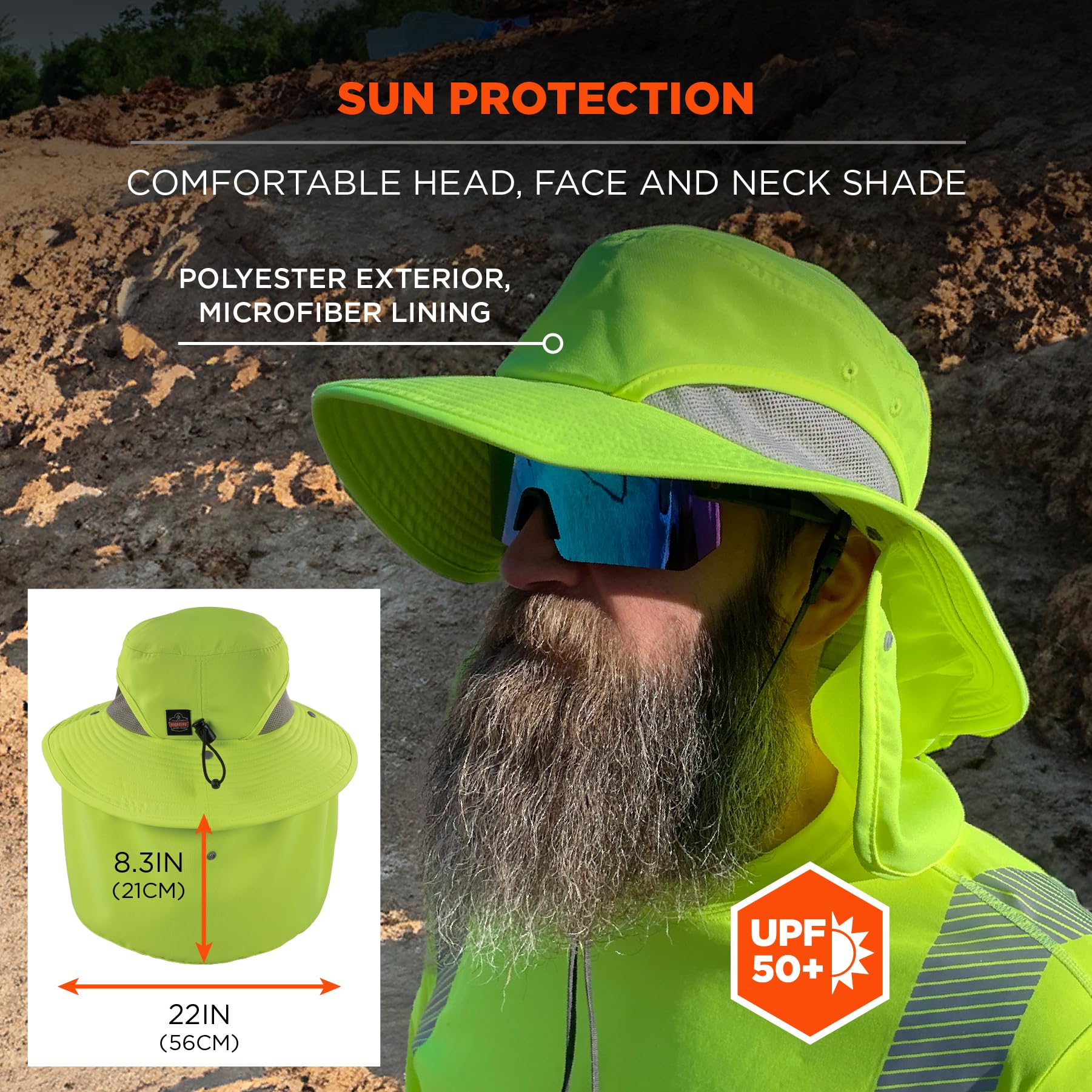 Ergodyne Ranger Hat-Neck Shade, Lime, L/XL