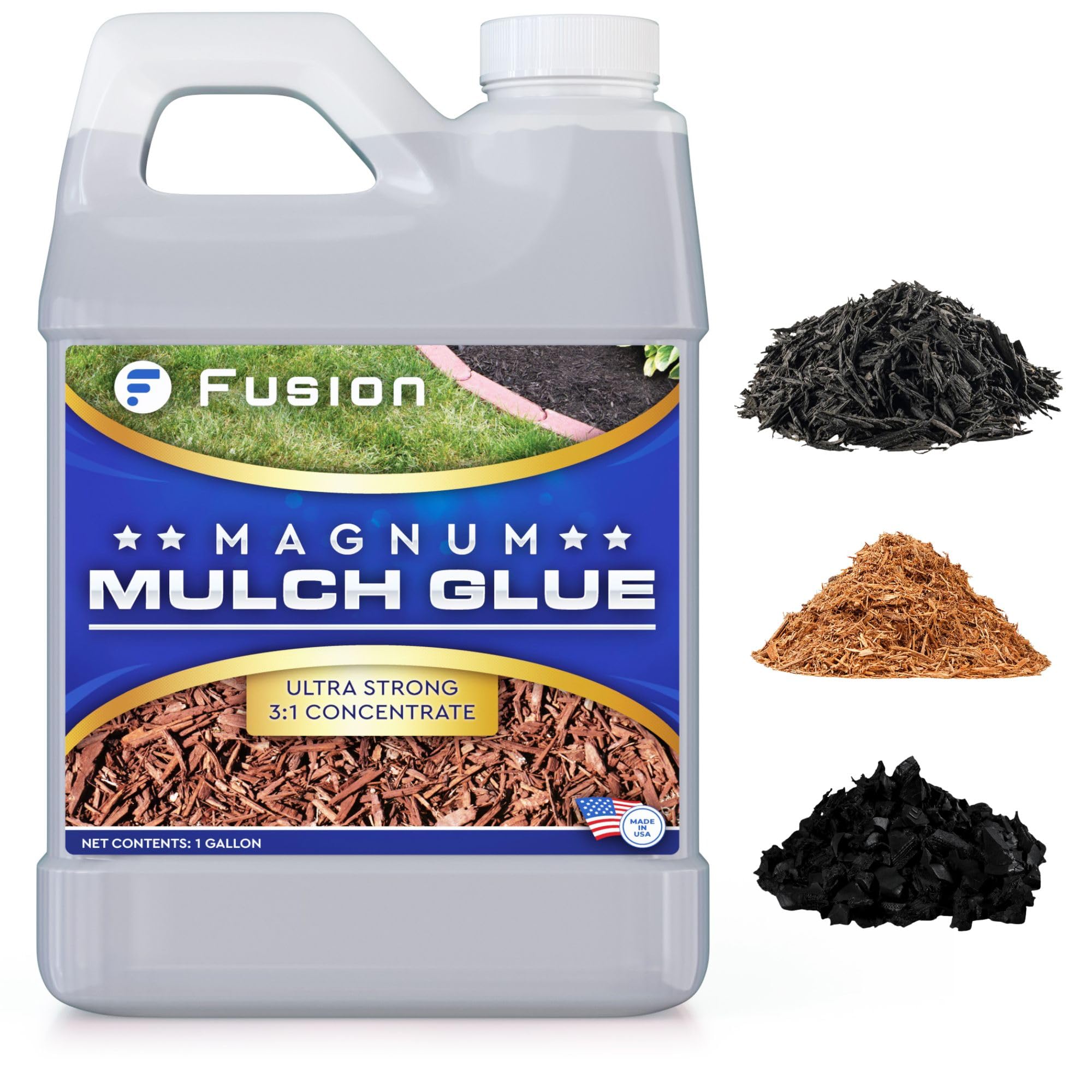 Magnum Mulch Glue (1 Gallon) - Mulch Glue and Pea Gravel Stabilizer, Lasts 12-24 Months, Fast-Dry, Non-Toxic, Strong Landscape Rock Glue & Gravel Glue by Fusion Chemical