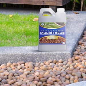 Magnum Mulch Glue (1 Gallon) - Mulch Glue and Pea Gravel Stabilizer, Lasts 12-24 Months, Fast-Dry, Non-Toxic, Strong Landscape Rock Glue & Gravel Glue by Fusion Chemical