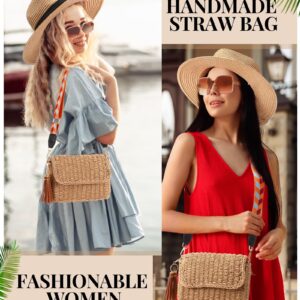 Glitopper 5 Pcs Women Beach Hat and Straw Crossbody Bag Rattan Earrings Sunglasses Summer Shoulder Bag for Summer Beach