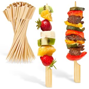 7" inch bamboo skewers for appetizers (200 pack), wooden appetizer skewers for fruit kabobs, fancy skewer sticks for parties, cocktail & martini olive skewers, heavy duty bamboo skewers for kabobs