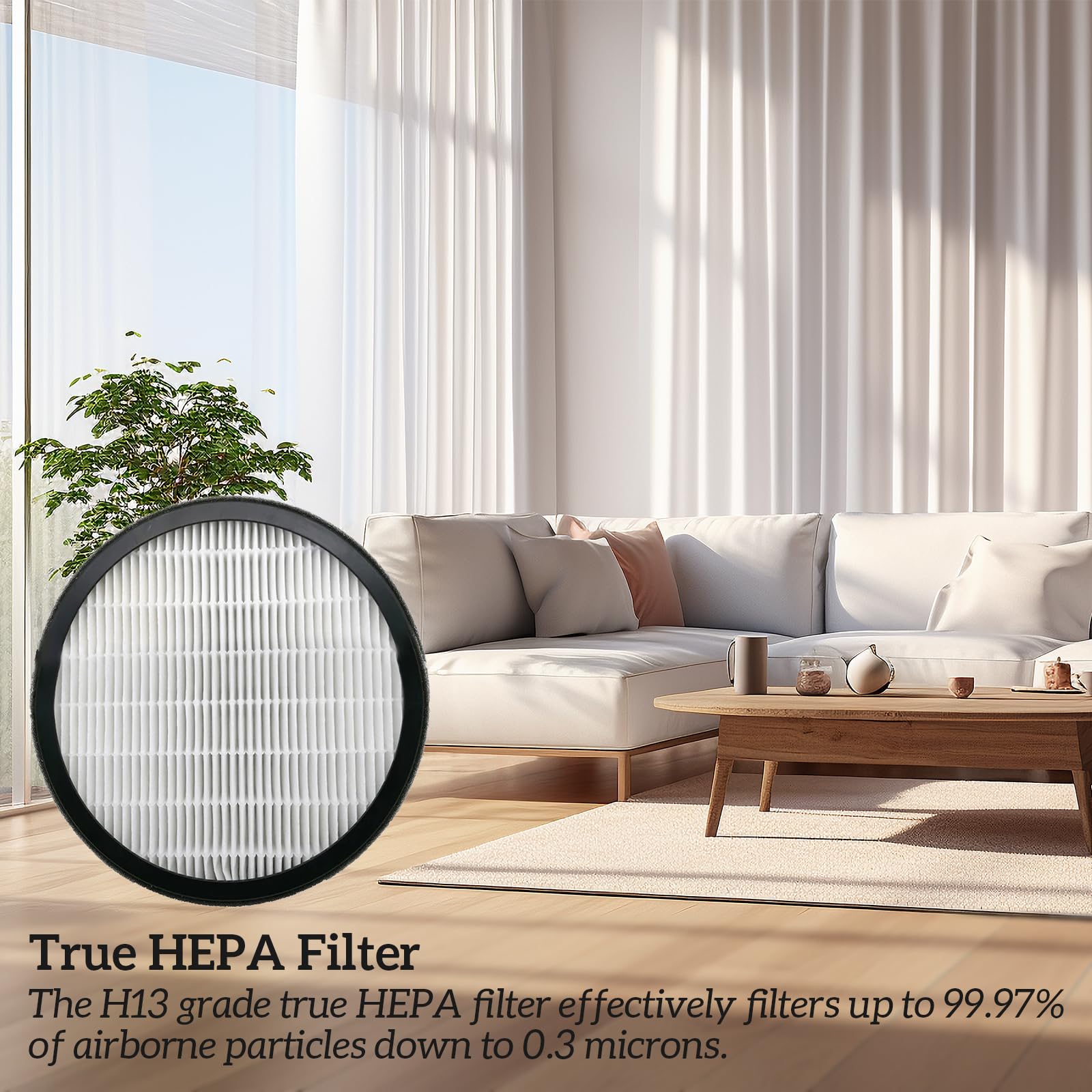 SaferCCTV H13 True HEPA Replacement Filter Compatible with Pure Enrichment PureZone Halo Air Purifier PEAIRDSK, 2-in-1 True HEPA Filters, 2Pack