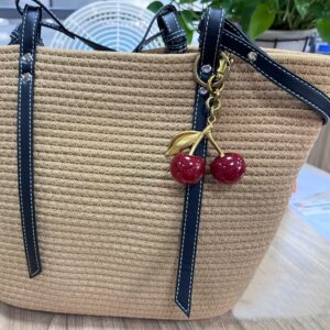 Craoopii Cherry Bag Charm, Cute Keychain with Metal Key Ring and Clip, Cherry Charm for Purse,Key,Car Remote,Bags Accessories for Women Girls