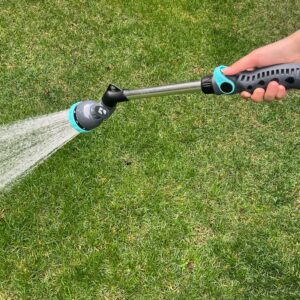 18 Inch Water Hose Wand Featuring 9 Spray Patterns and a Pivot Head 600001 with Comfort Grip and Thumb Control by New England Garden Tools for Cleaning, Watering Plants & Yards, Washing Cars & Pets