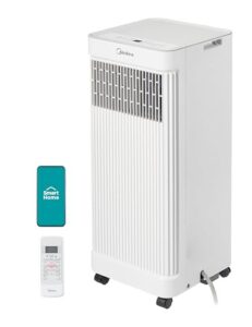 midea 10,000 btu ashrae (7,100 btu sacc) portable air conditioner smart control, cools up to 300 sq. ft., with dehumidifier & fan mode, easy- to-use remote control & window installation kit included