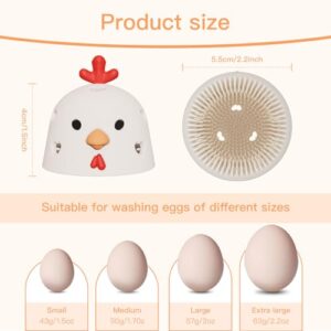 2 Pack Tewodila Silicone Eggshell Cleaning Tool, Practical Vegetable and Fruit Cleaning Tool for Eggshell (White and Khaki)