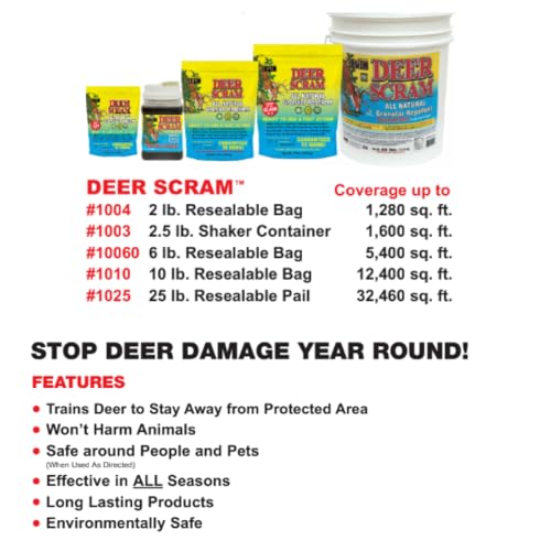 EPIC REPELLENTS 10060 Deer Scram All Natural, Animal, People and Pet Safe Granular Repellent, 6 lb, Removed Attribution