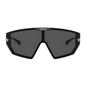 Versace VE 4461 GB1/87 Black Plastic Shield Sunglasses Grey Lens