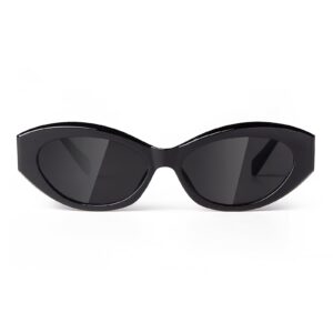 sorvino retro oval sunglasses for women men narrow skinny sunnies black shades