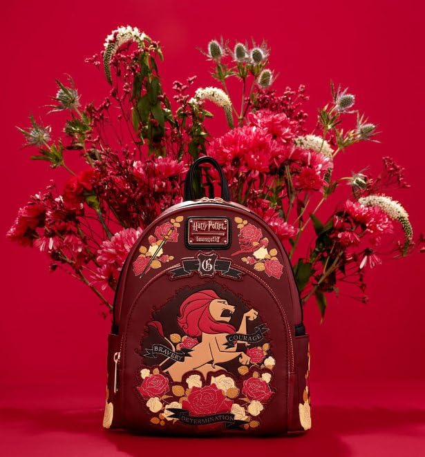 Loungefly Harry Potter Gryffindor House Floral Tattoo Mini Backpack