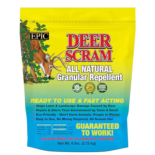 EPIC REPELLENTS 10060 Deer Scram All Natural, Animal, People and Pet Safe Granular Repellent, 6 lb, Removed Attribution